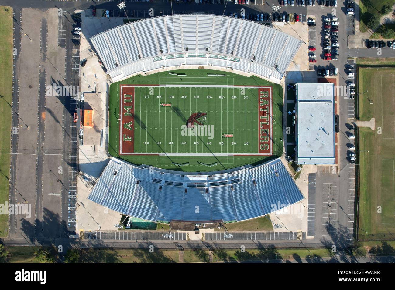 An aerial view of Bragg Memorial Stadium on the campus of Florida A&M ...