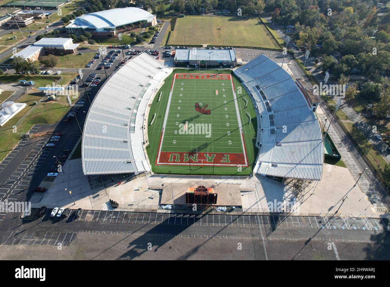 An aerial view of Bragg Memorial Stadium on the campus of Florida A&M ...