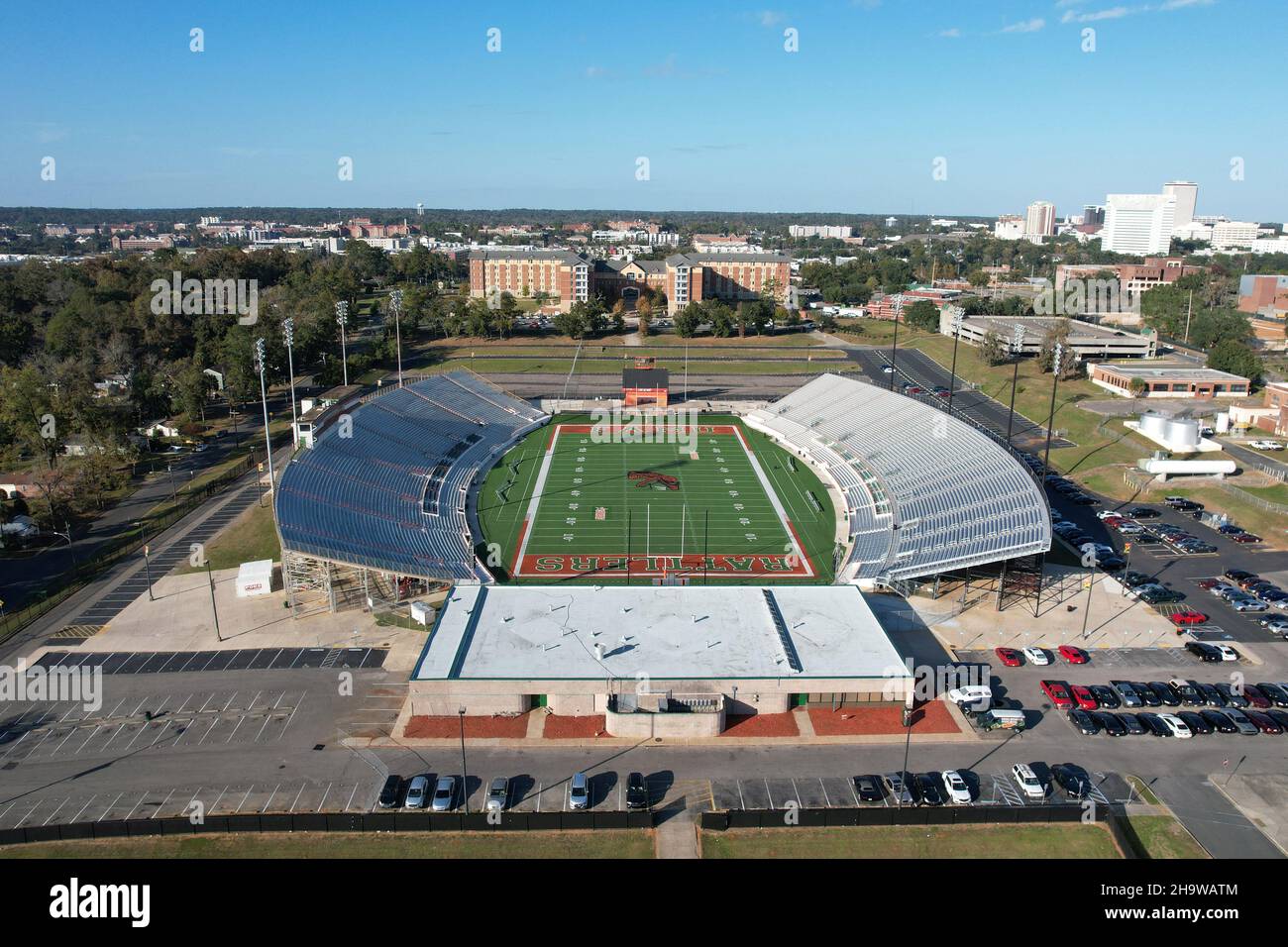 An aerial view of Bragg Memorial Stadium on the campus of Florida A&M ...