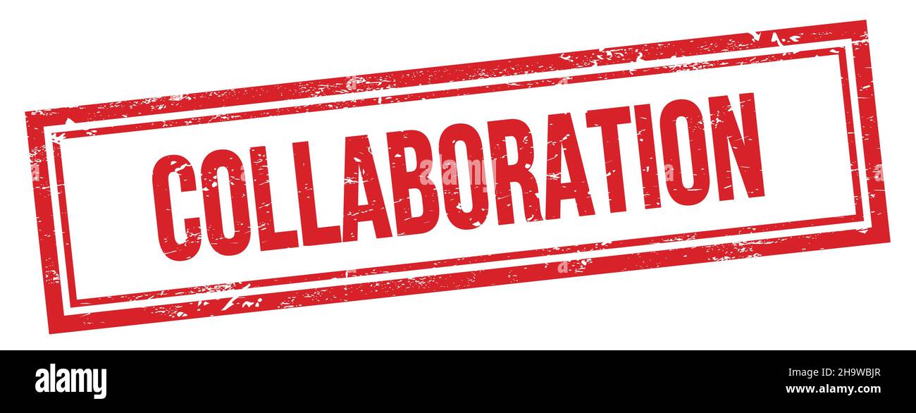 COLLABORATION text on red grungy vintage rectangle stamp Stock Photo ...