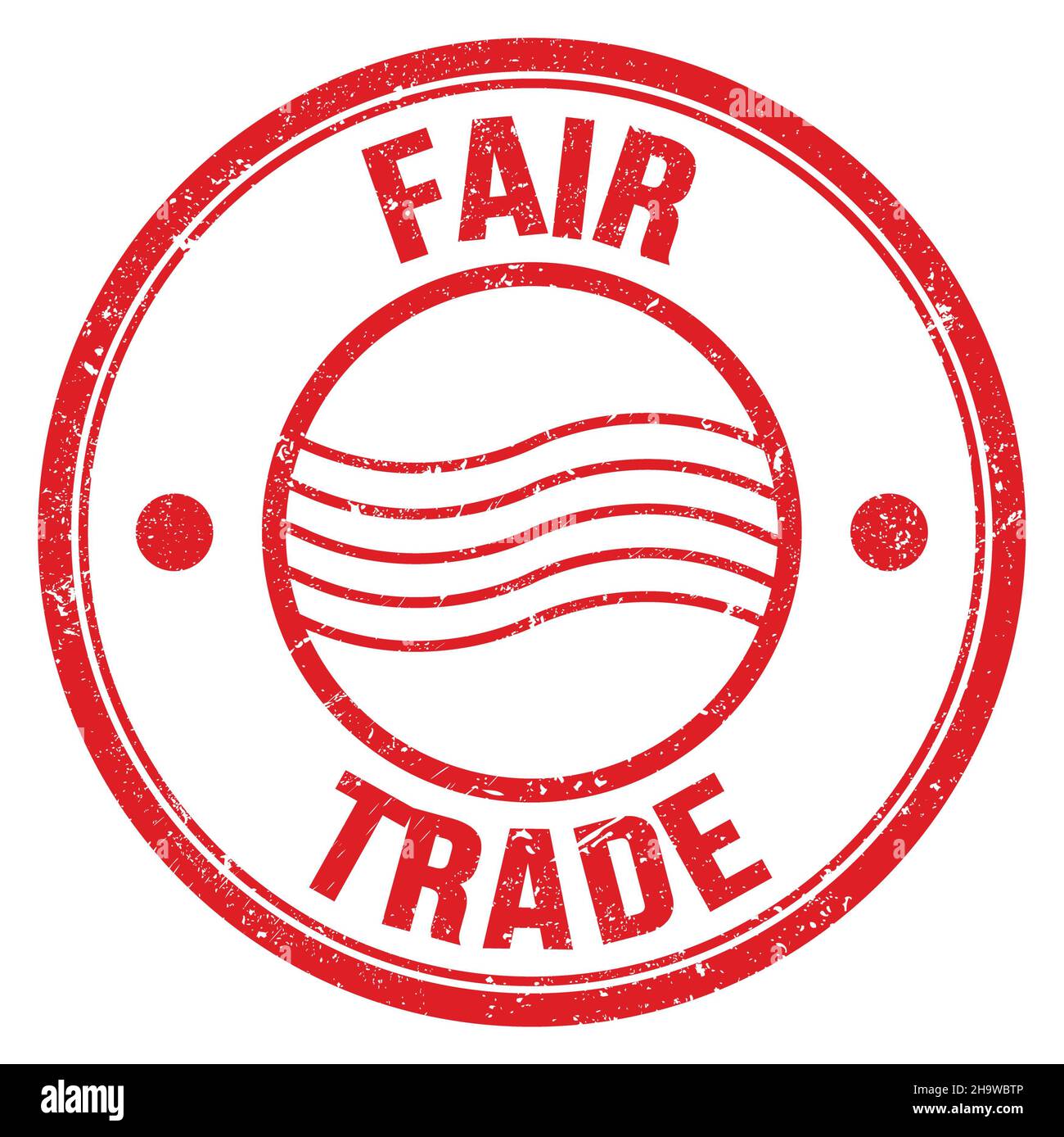 FAIR TRADE text written on red round postal stamp sign Stock Photo - Alamy