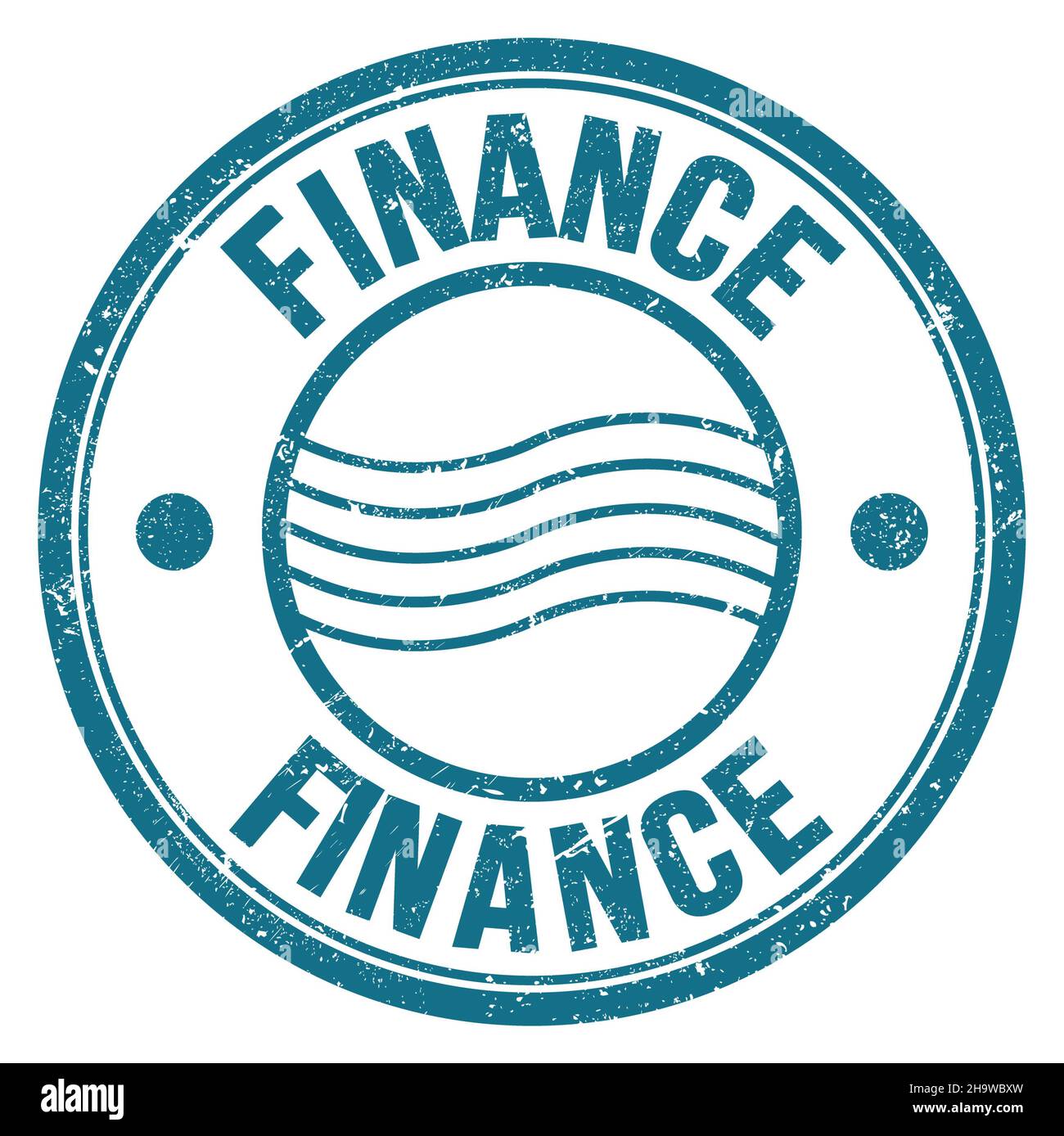 FINANCE word written on blue round postal stamp sign Stock Photo - Alamy