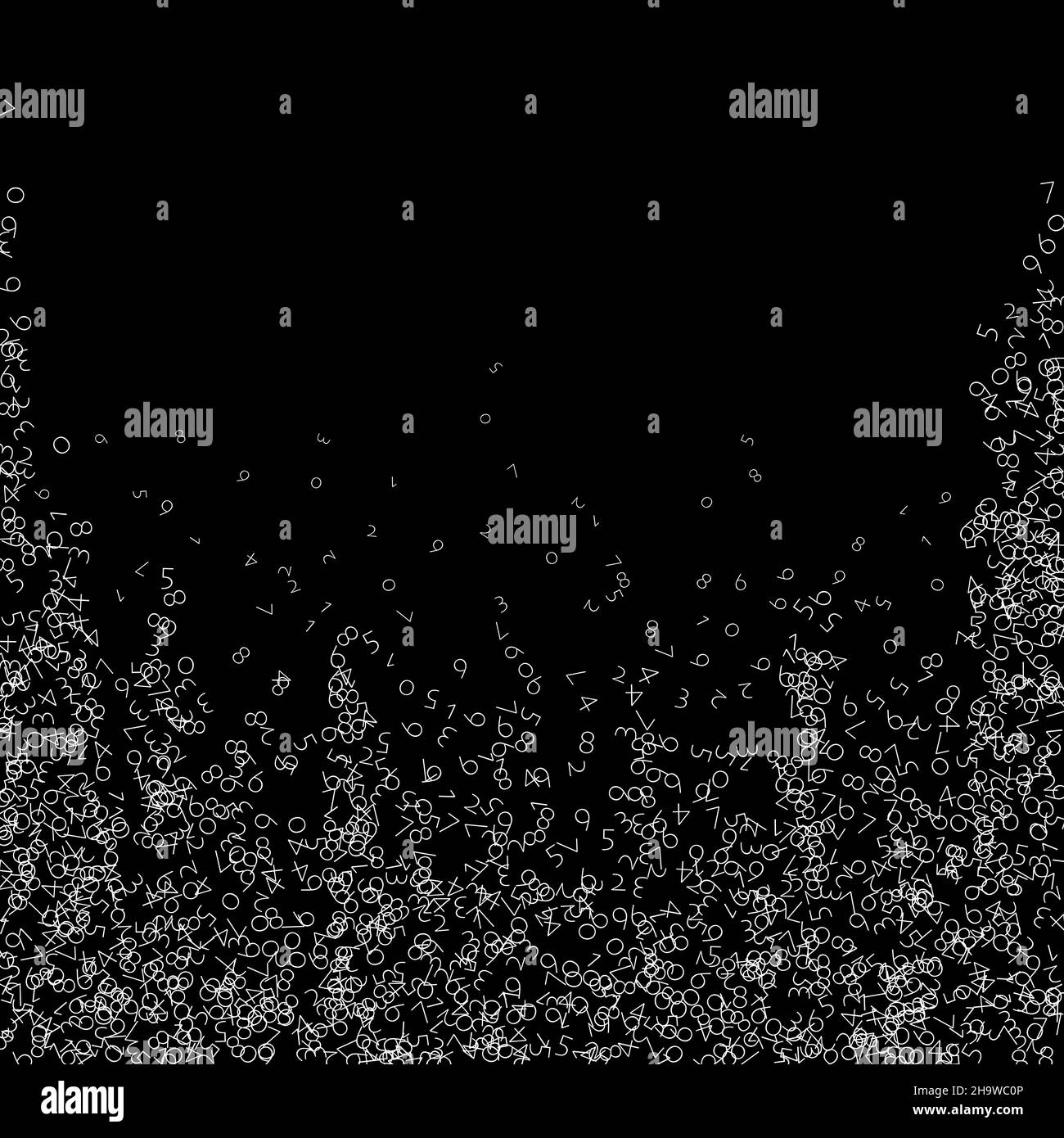 Falling numbers, big data concept. Binary white chaotic flying digits ...