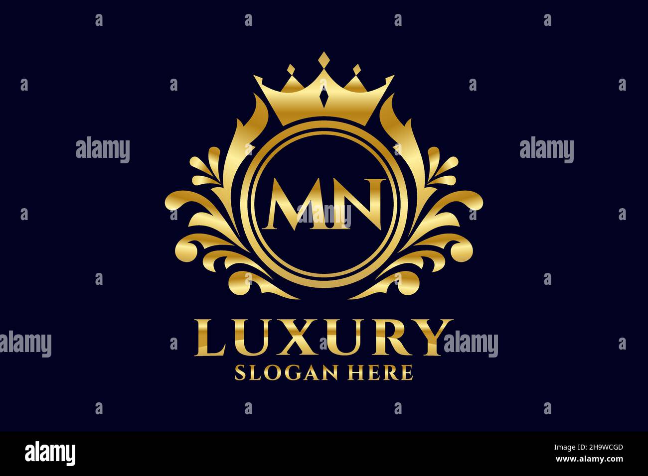 MN Letter Royal Luxury Logo template in vector art for luxurious ...
