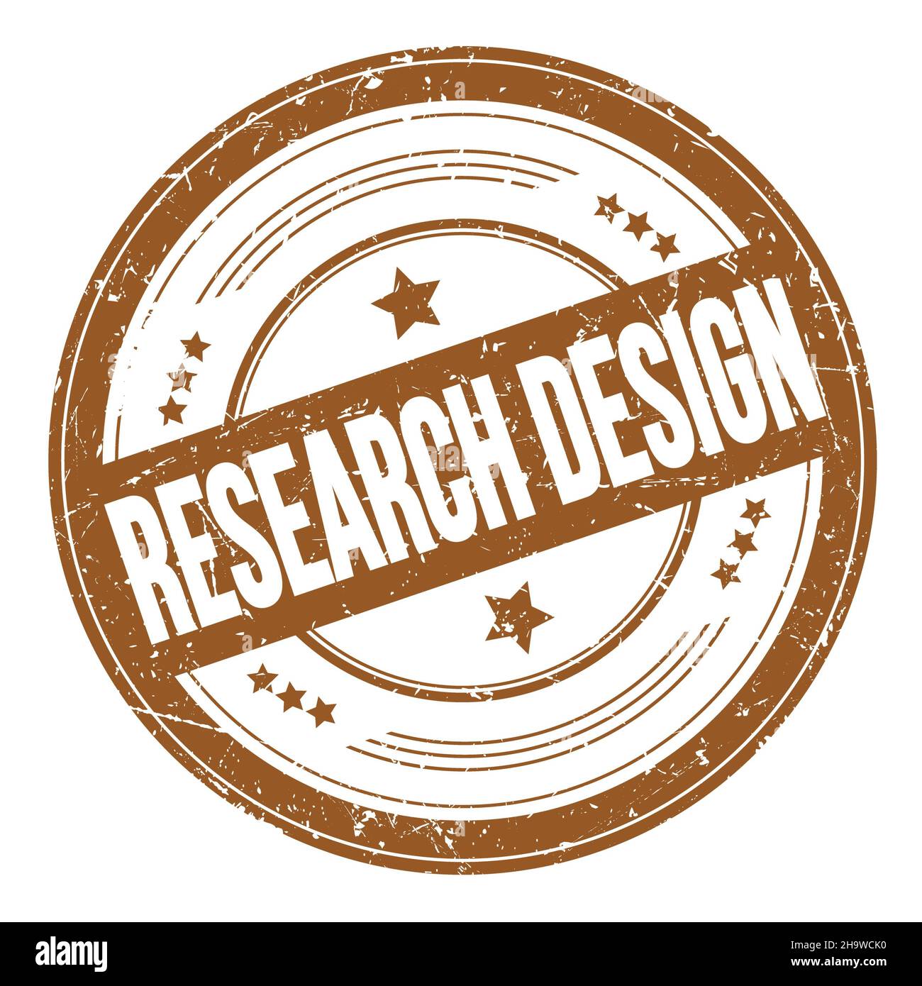 RESEARCH DESIGN text on brown round grungy texture stamp Stock Photo ...