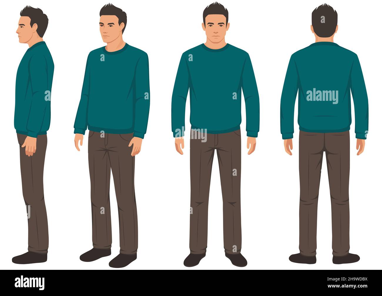 man isolated, front, back and side view Stock Vector Image & Art - Alamy