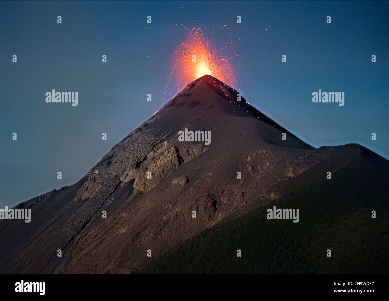 Majestic Fuego volcano erupting, view from Acatenango, Antigua ...