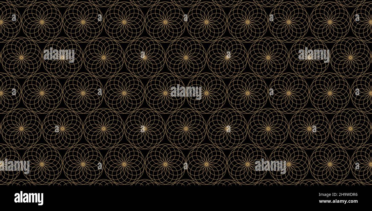 Gold floral pattern on black hi-res stock photography and images - Alamy