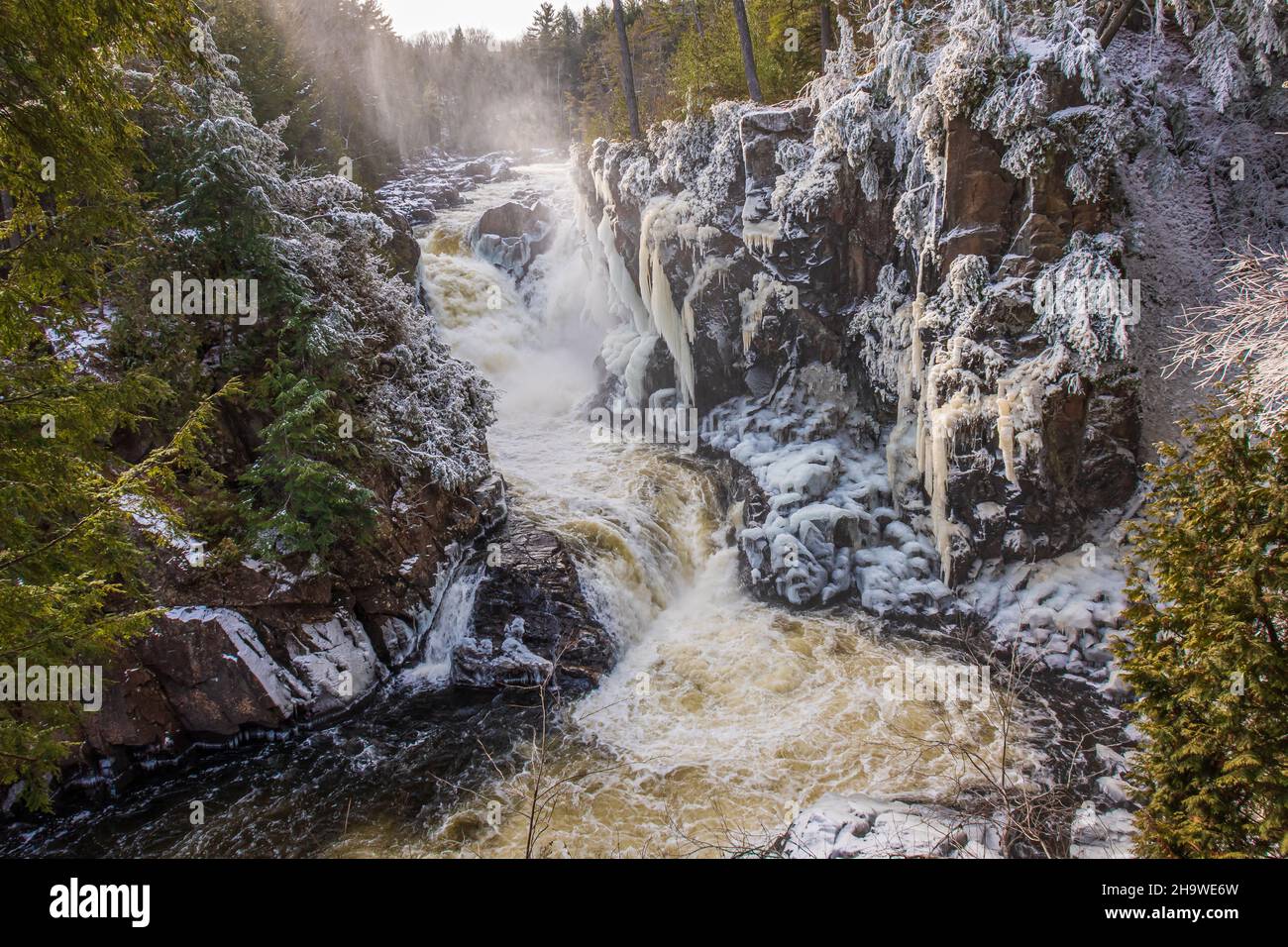 Parc Des Chutes Dorwin Quebec Canada in winter Stock Photo - Alamy