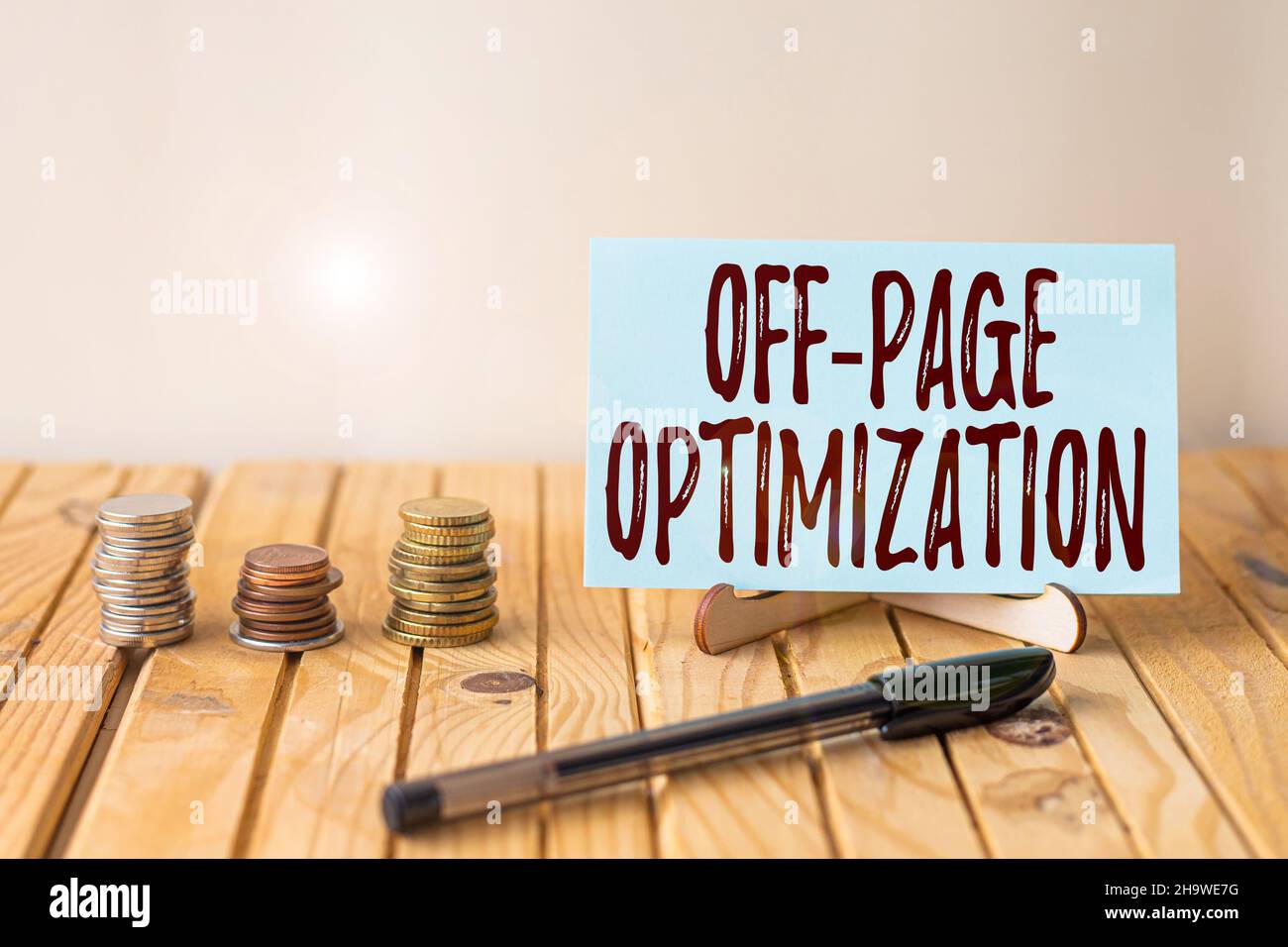 Writing Displaying Text Off Page Optimization Word Written On Website External Process