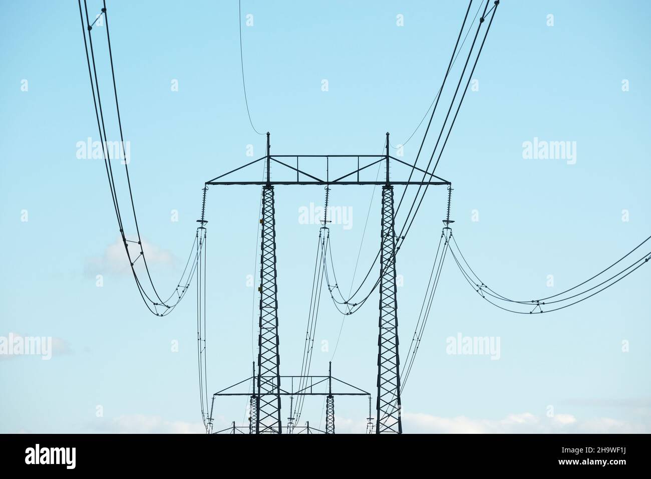 High voltage electric power lines Stock Photo - Alamy
