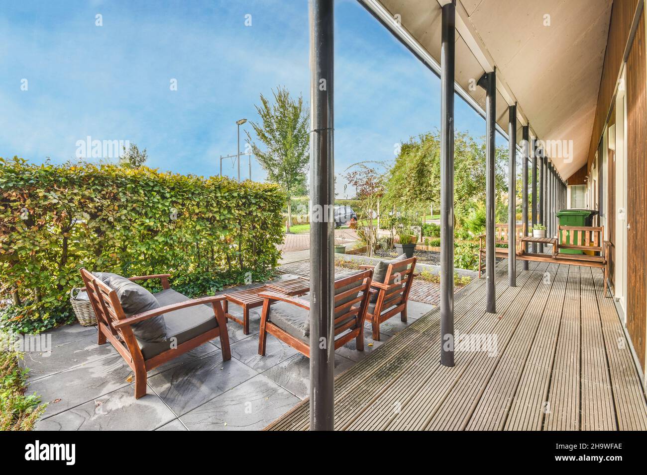 View of the beautiful veranda of the house Stock Photo - Alamy