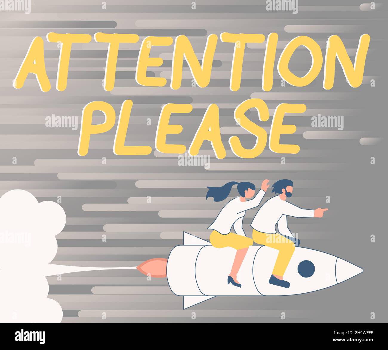 Conceptual display Attention Please. Concept meaning Asking showing to ...