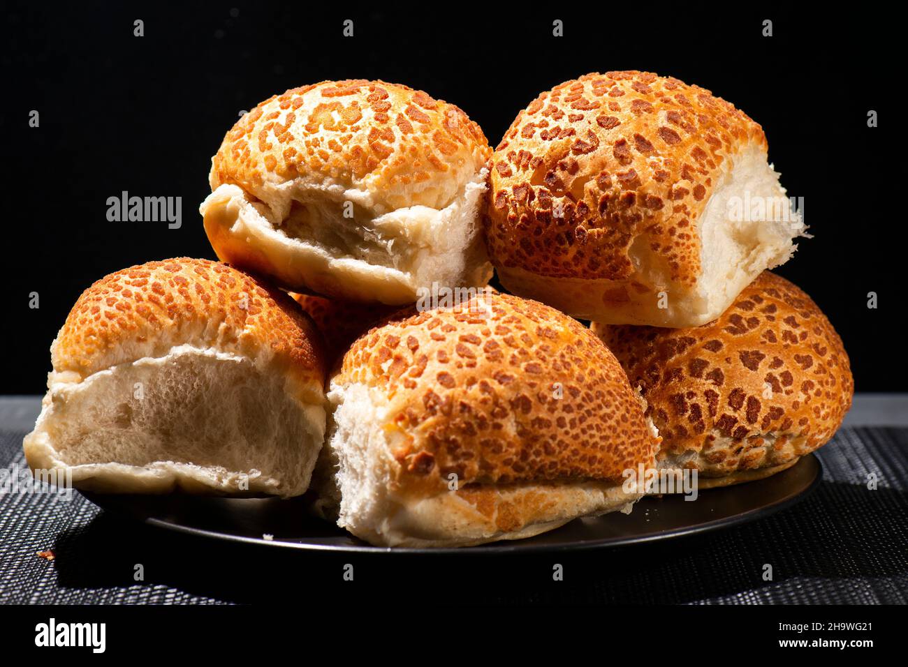 Fresh baked Tiger Bread rolls also known as Dutch Crunch Stock Photo - Alamy