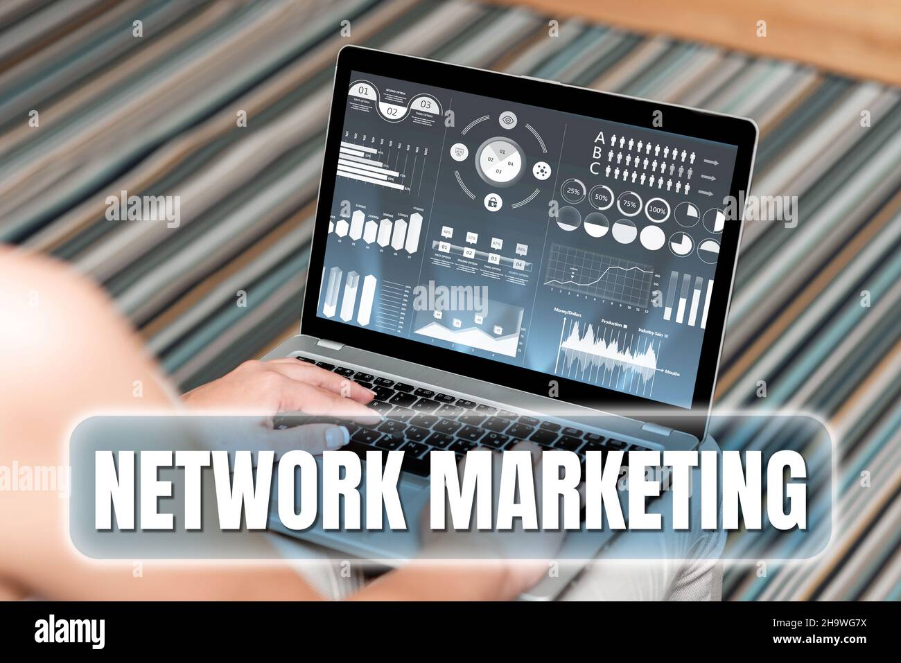 Hand writing sign Network Marketing. Word Written on Pyramid Selling ...