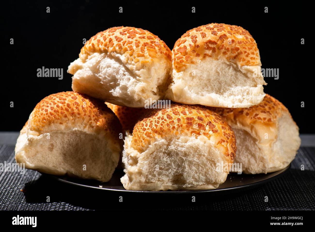 Fresh baked Tiger Bread rolls also known as Dutch Crunch Stock Photo ...