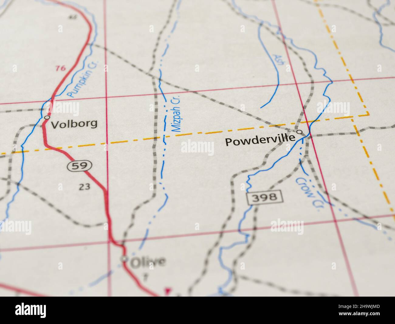 Map of the city of Powderville, MT Stock Photo - Alamy