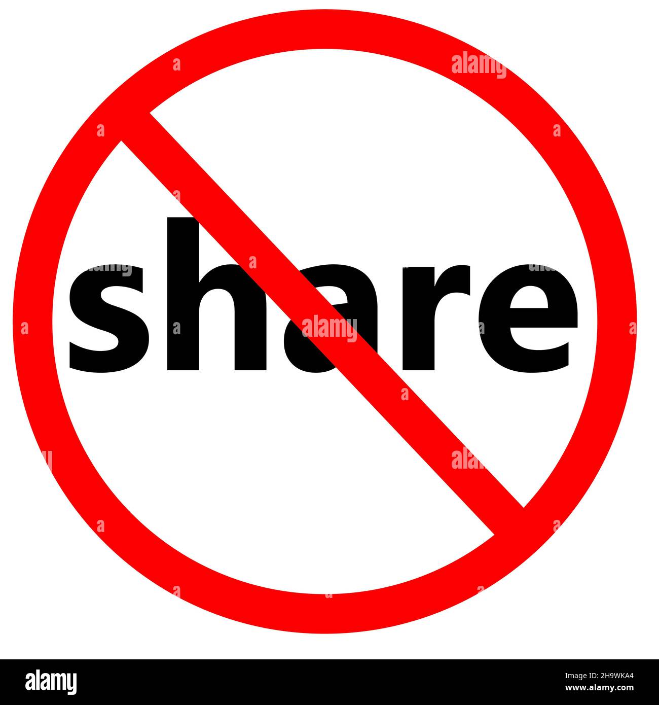 Dont share stop icon on white background. No share prohibited sign ...