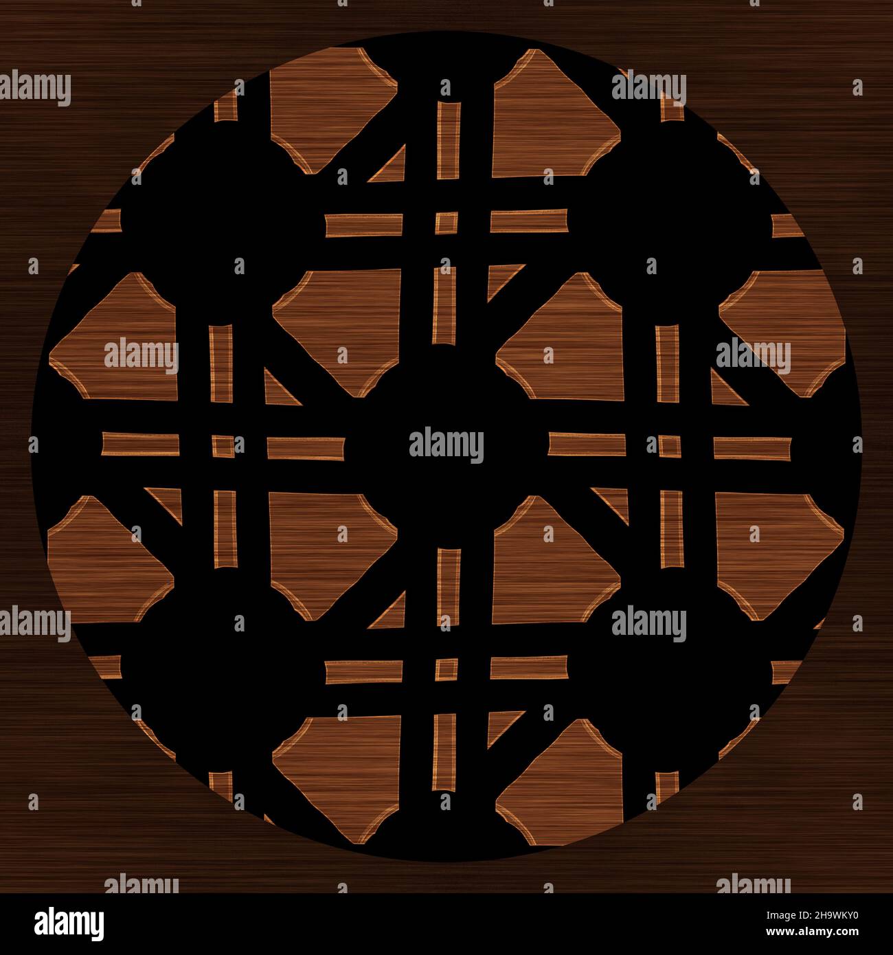 Brown wood effect decorative inlay texture. Seamless engraved oriental ...