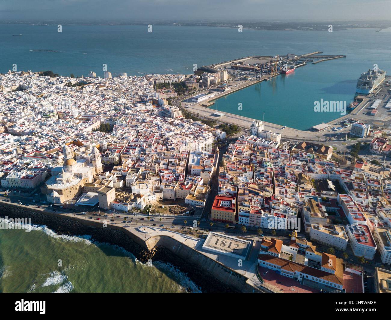Aerial view of Cadiz cityscape and harbour Stock Photo - Alamy