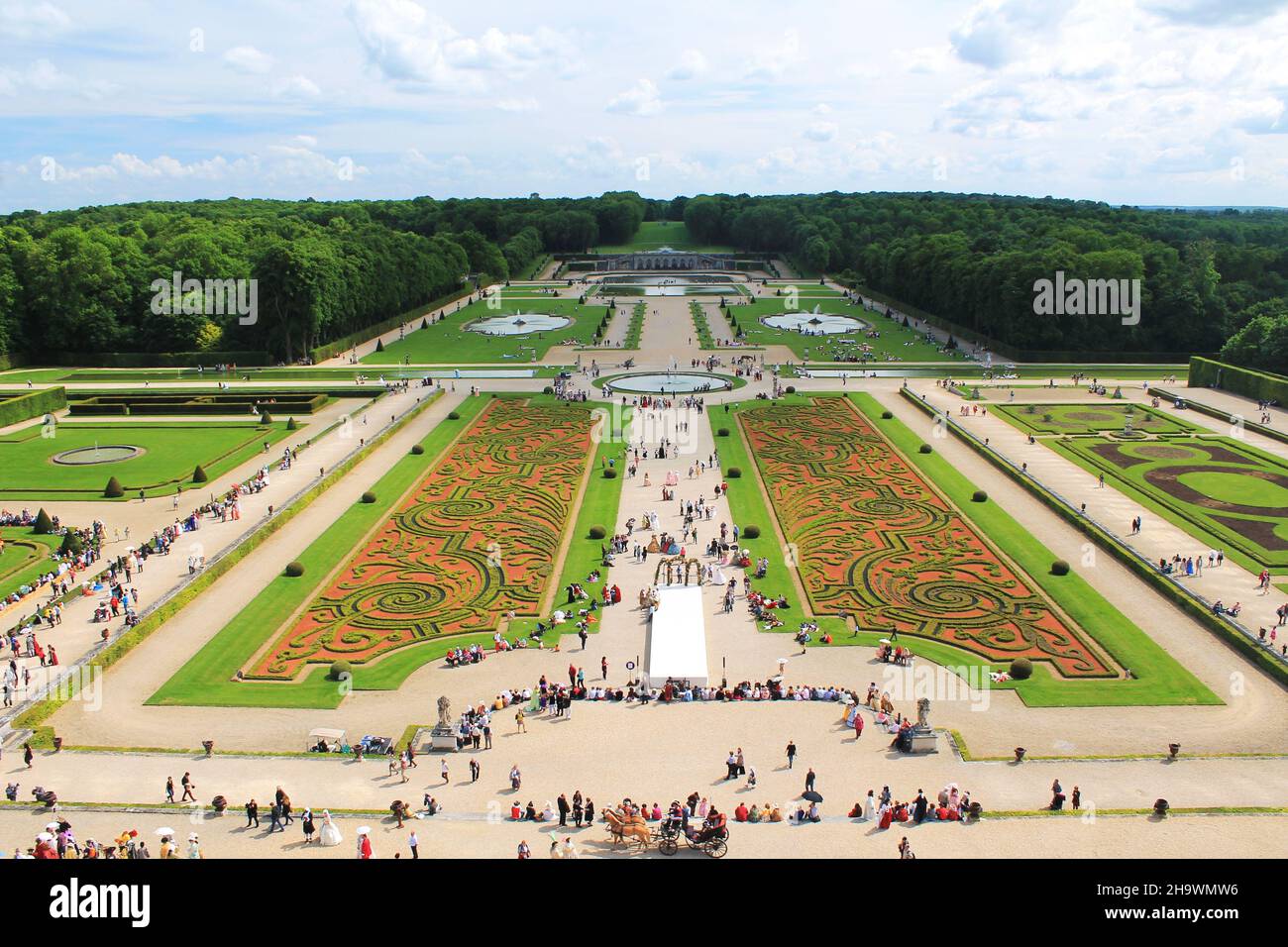 View of the grounds of the Château de Vaux-le-Vicomte, near Paris. The ...
