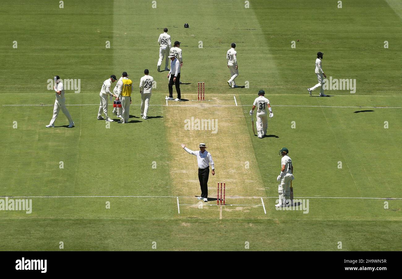 Umpire Rod Tucker signals a no ball after England's Ben Stokes bowls ...