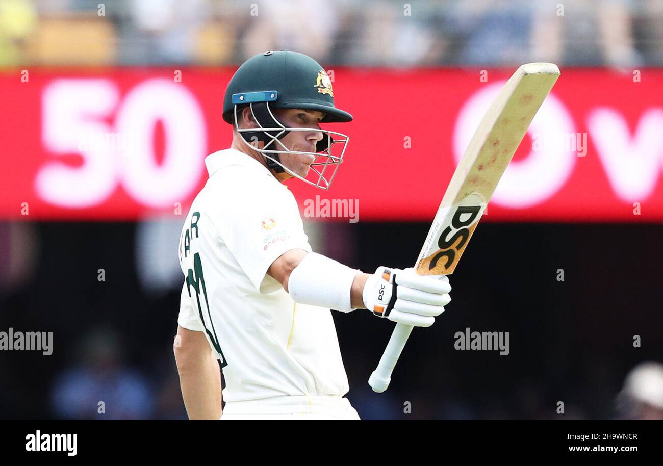 Australia's David Warner celebrates his 50 during day two of the first ...
