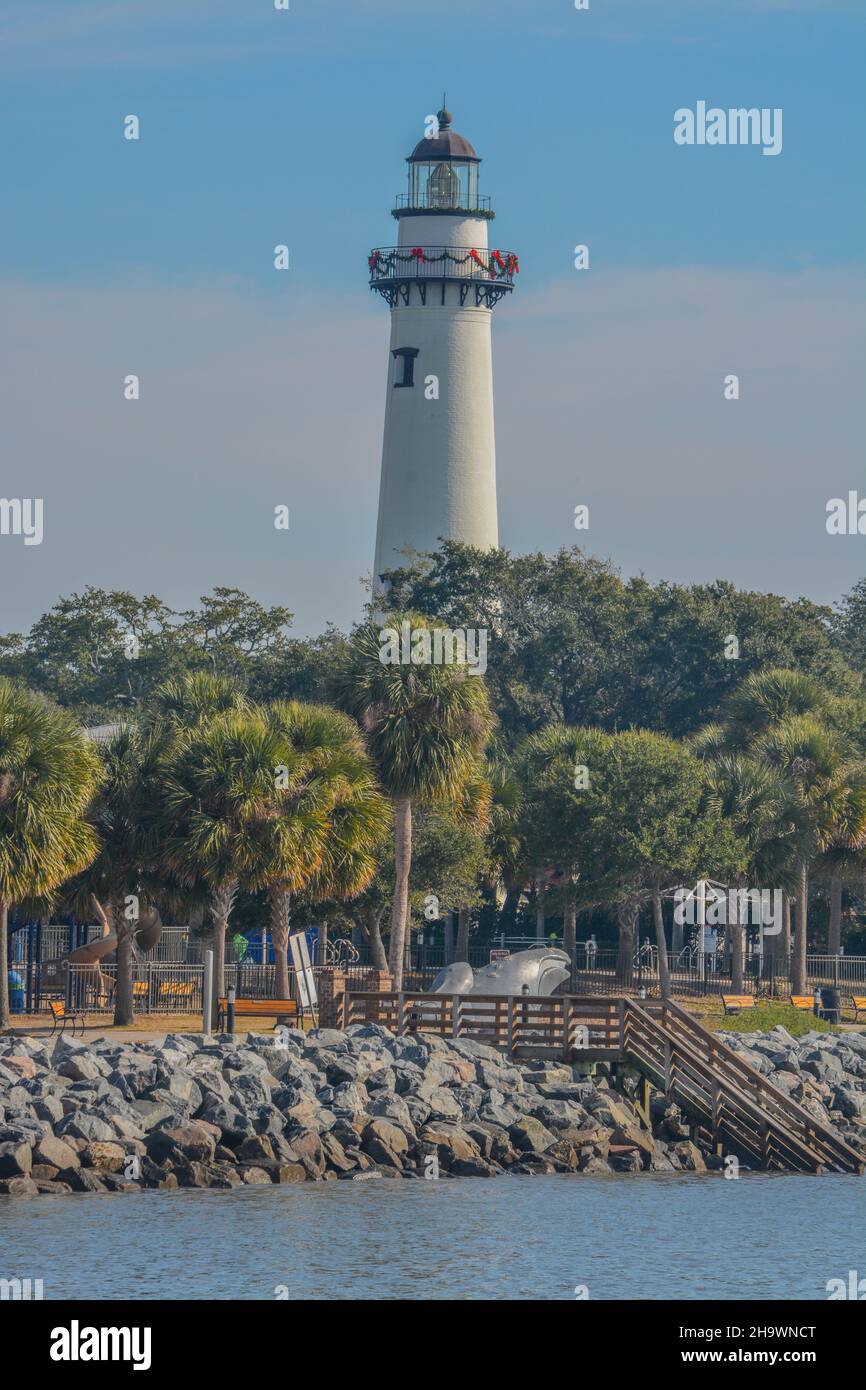 St. Simons Lighthouse on St. Simons Island. It overlooks St. Simons ...