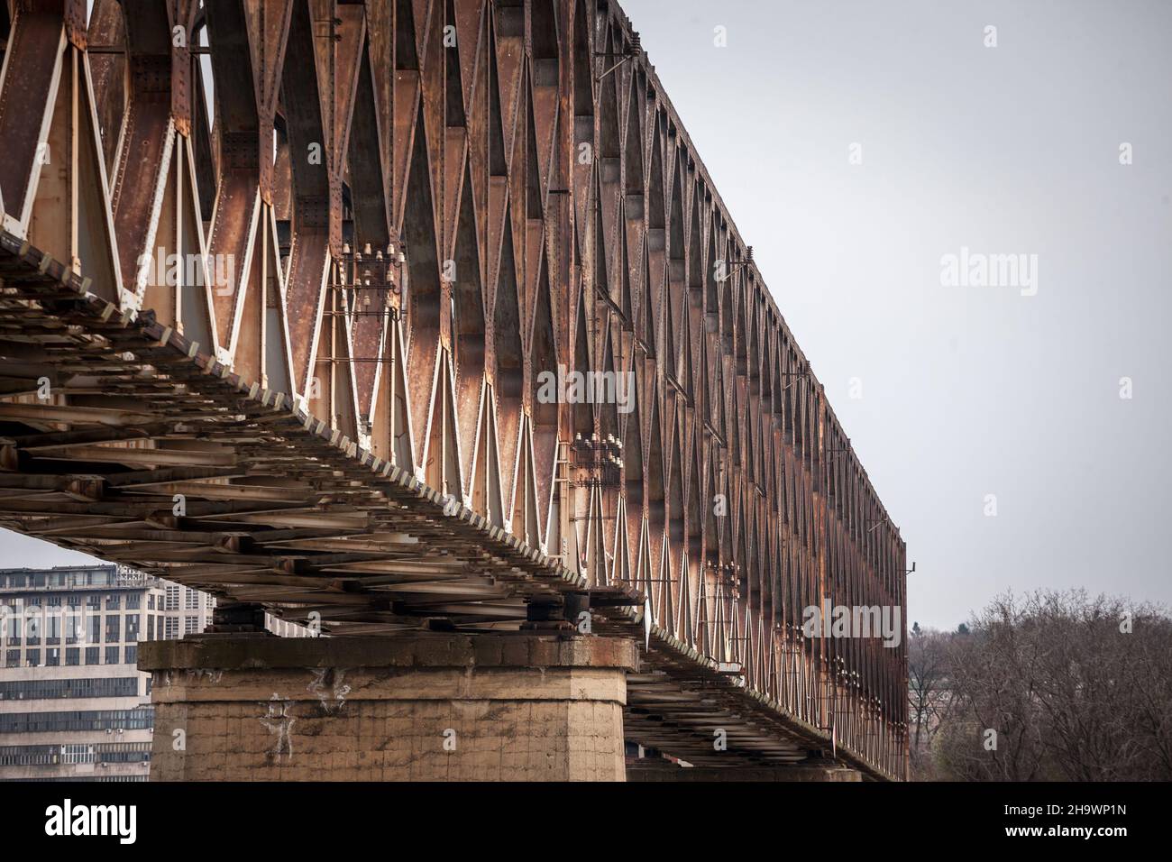 Picture of the old railway bridge, abandoned, in Belgrade, Serbia. Old ...