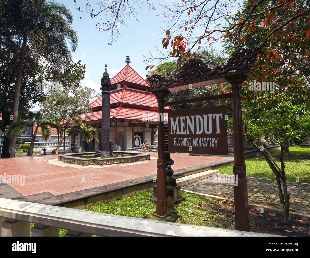 The Mendut Buddhist Monastery located beside the ancient 9th Century AD ...