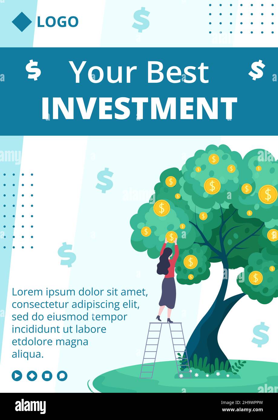Business Investment Flyer Template Flat Design Illustration Editable of ...