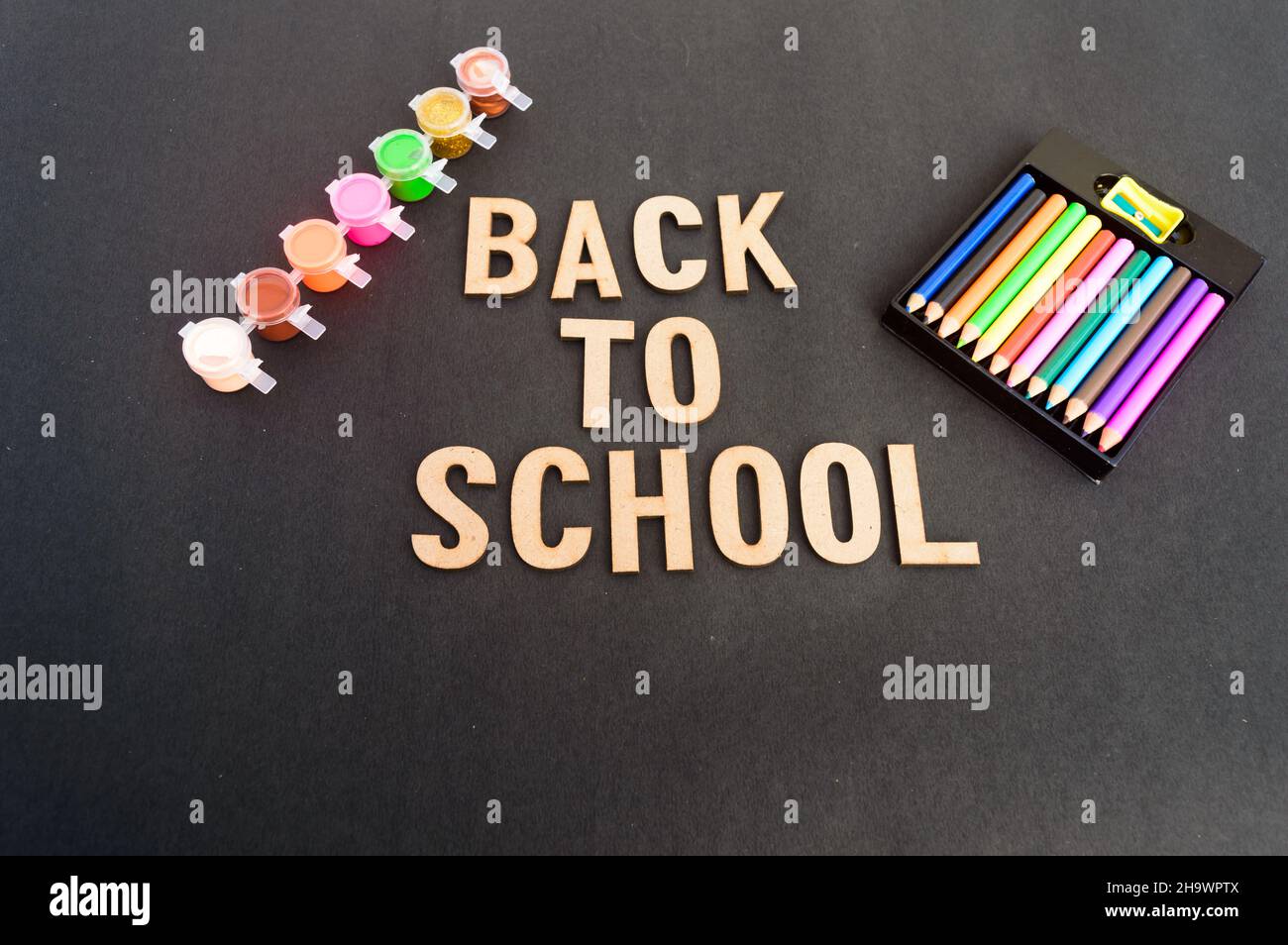 Back to school design with color pencils and typography lettering ...