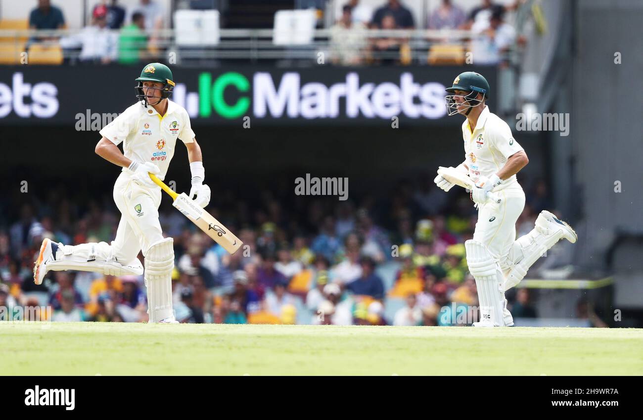 Australia's David Warner ( Right ) and Marnus Labuschagne in action ...