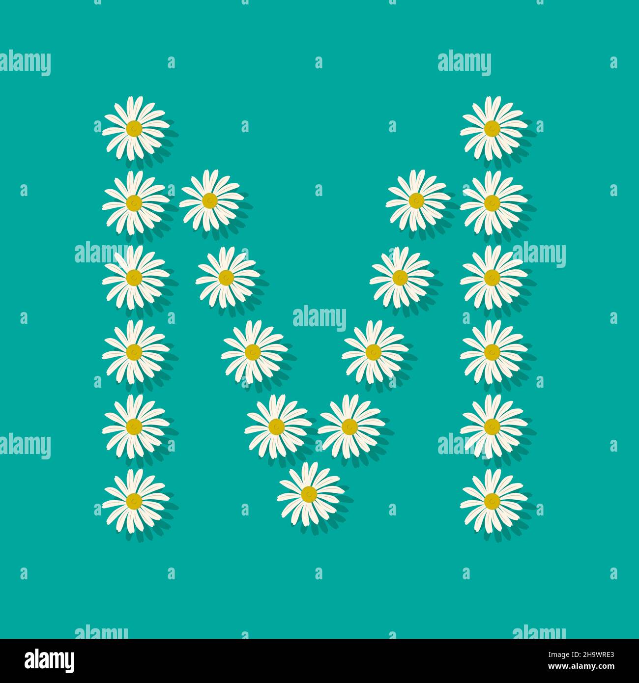 Letter M from white chamomile flowers. Festive font or decoration for ...
