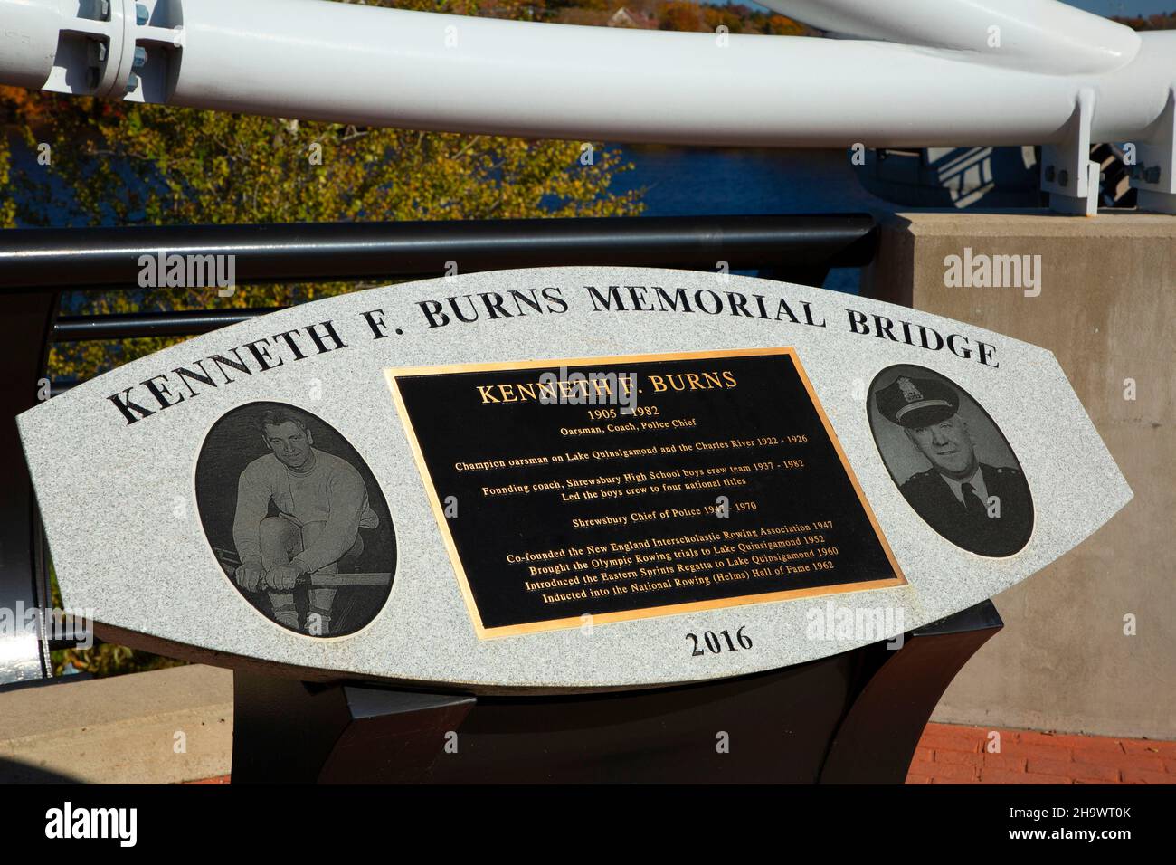 Monument on Kenneth F Burns Memorial Bridge, Worcester, Massachusetts ...