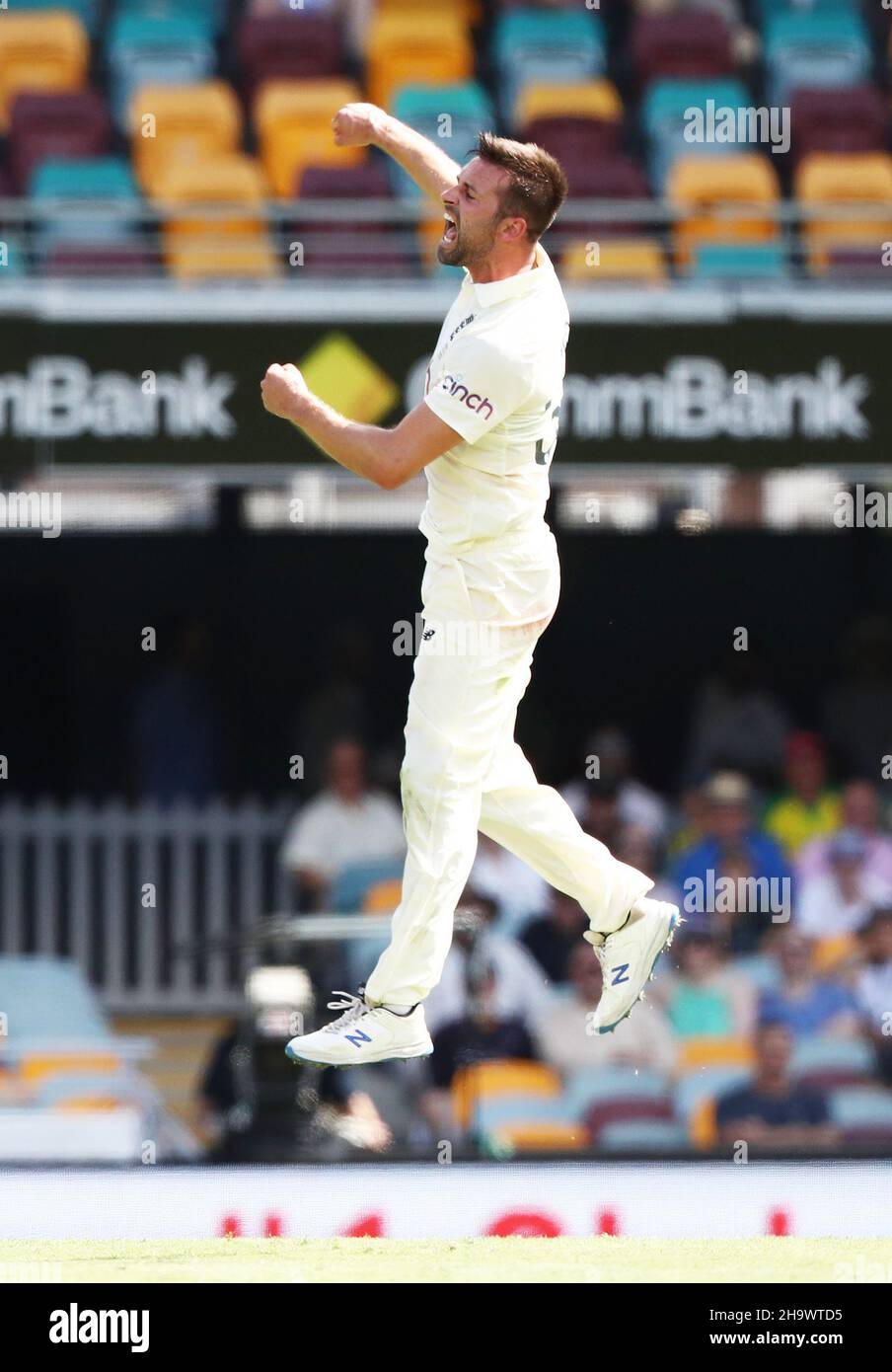 England's Mark Wood celebrates the wicket of Australia's Steve Smith ...