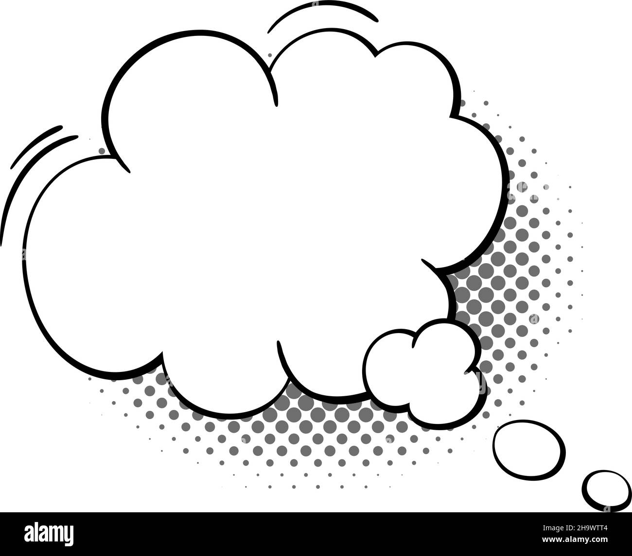Conversation cloud template. Blank message bubble with halftone effect ...
