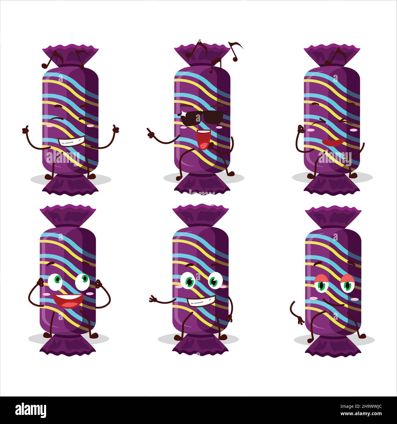 An image of purple long candy package dancer cartoon character enjoying ...