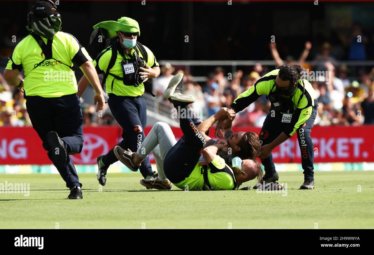 A Pitch Invader enters the field during day two of the first Ashes test ...