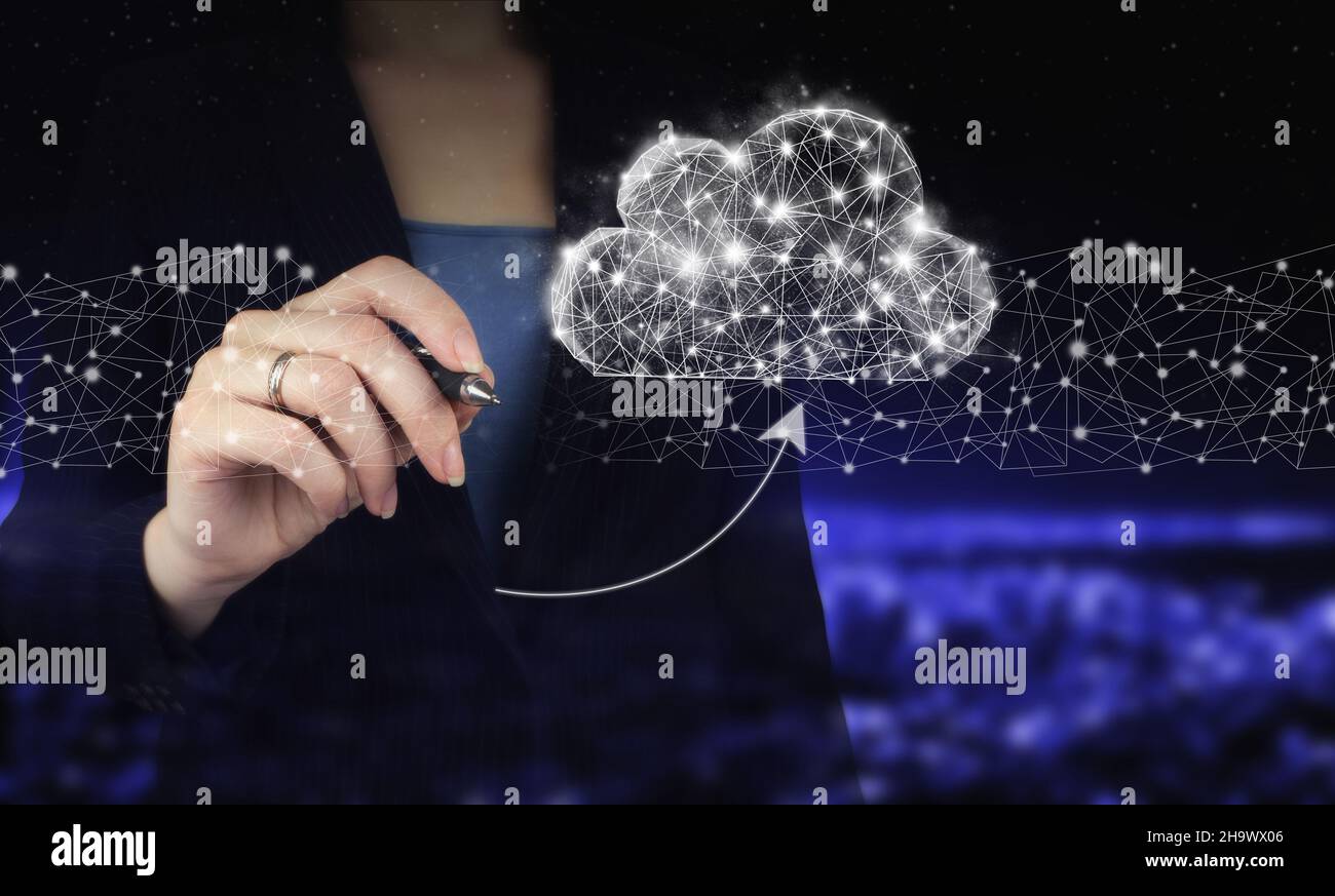 Download Data Storage Business Technology Network Concept. Hand holding ...