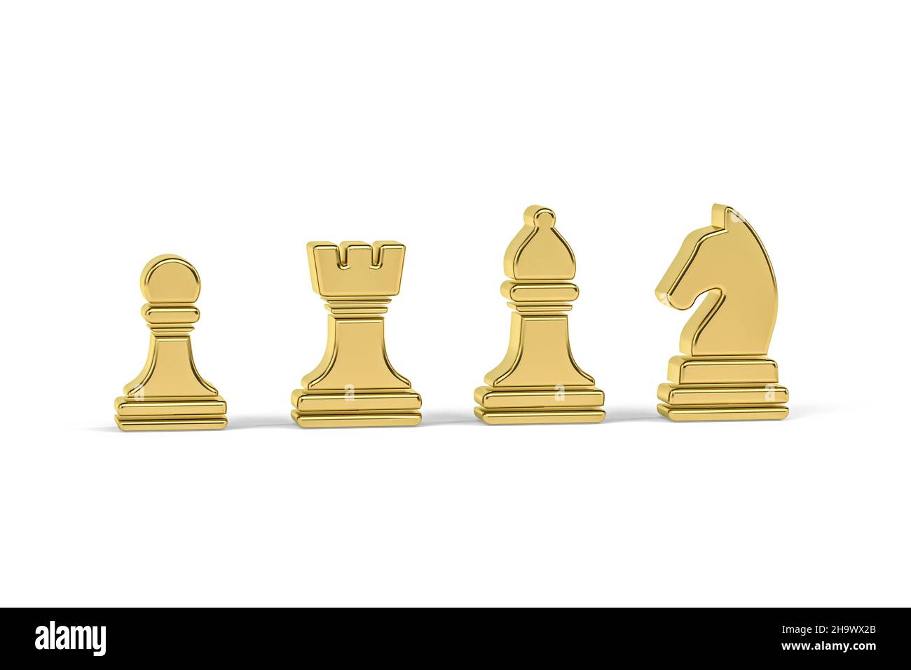 Golden 3d chess icon isolated on white background - 3D render Stock ...