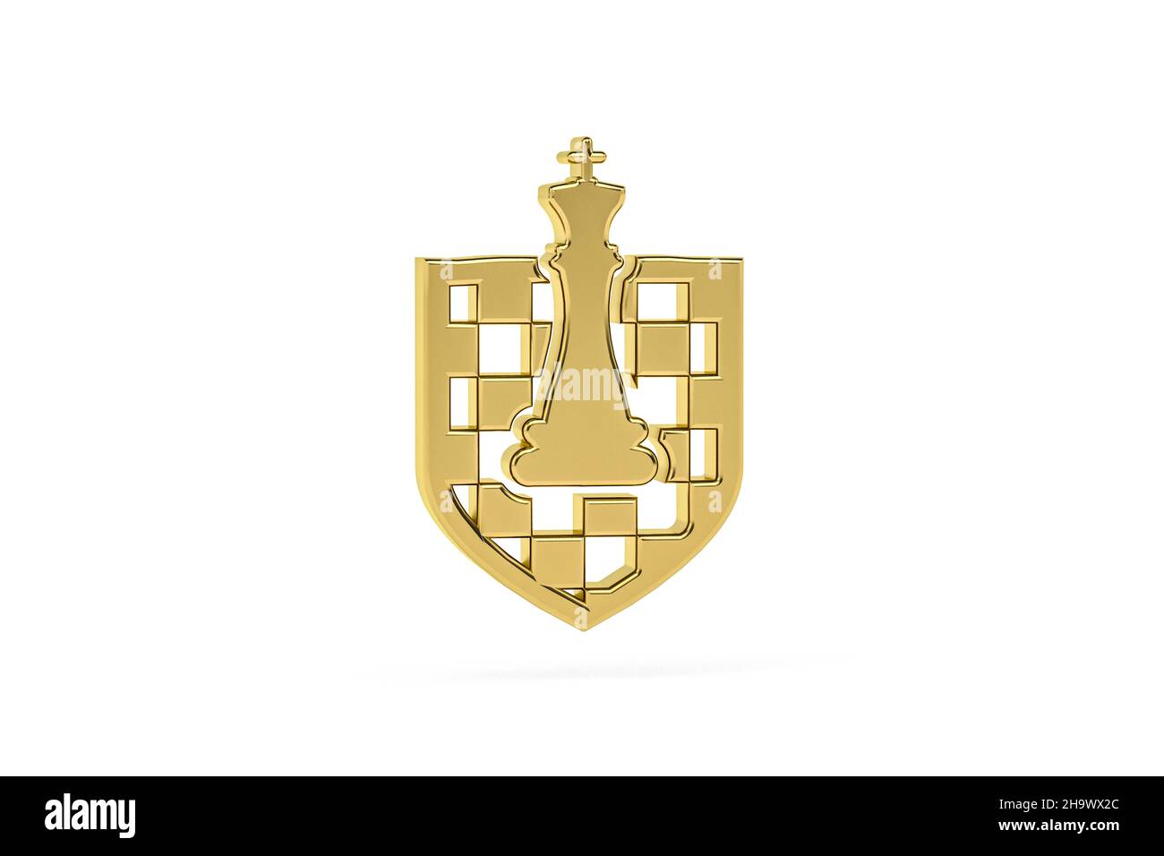 Golden 3d chess icon isolated on white background - 3D render Stock ...
