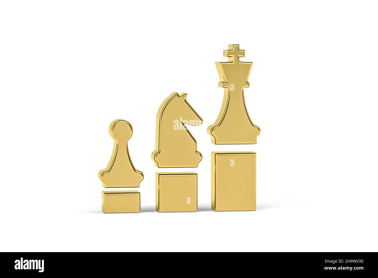 Golden 3d chess icon isolated on white background - 3D render Stock ...