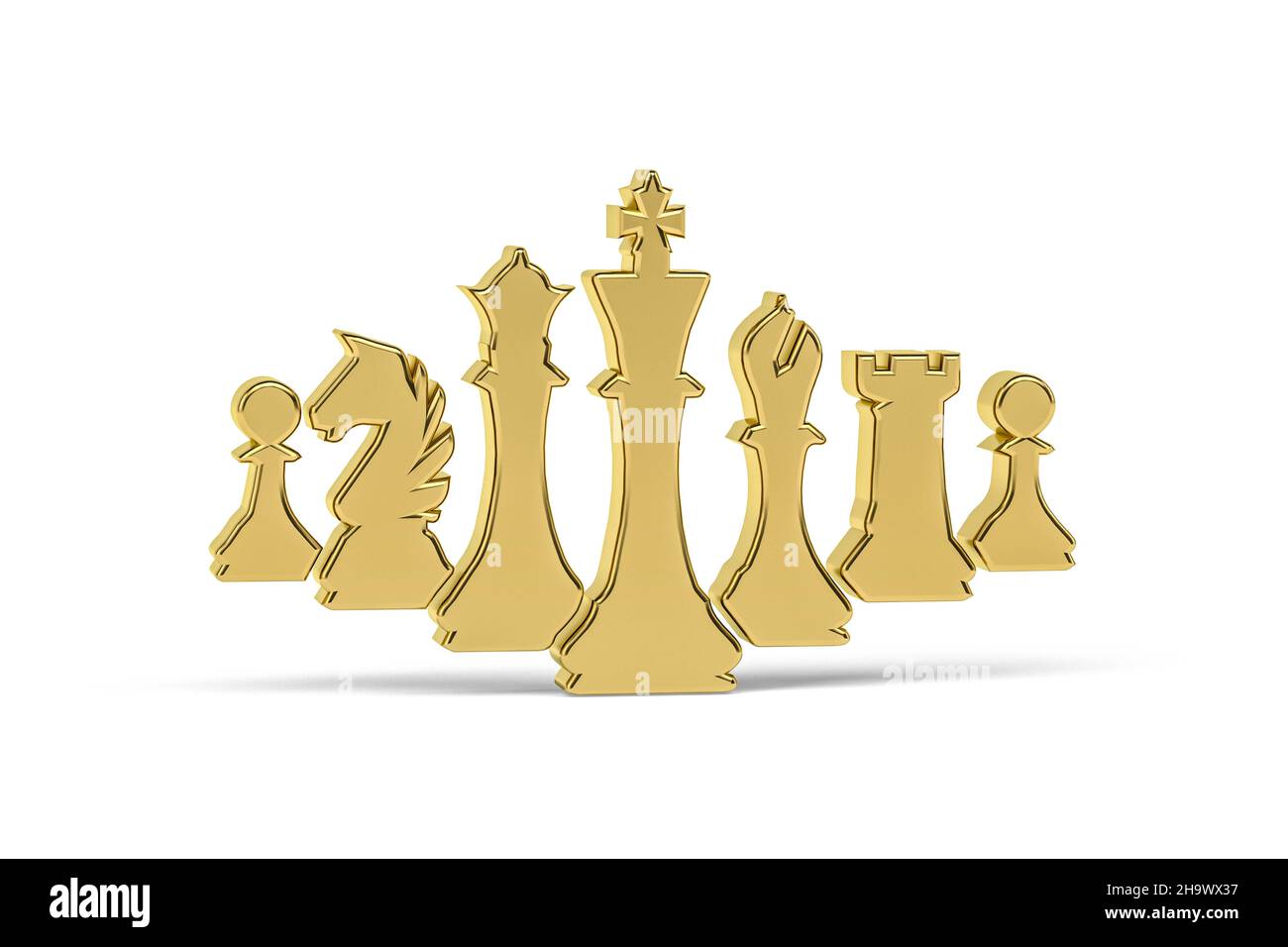 Golden 3d chess icon isolated on white background - 3D render Stock ...