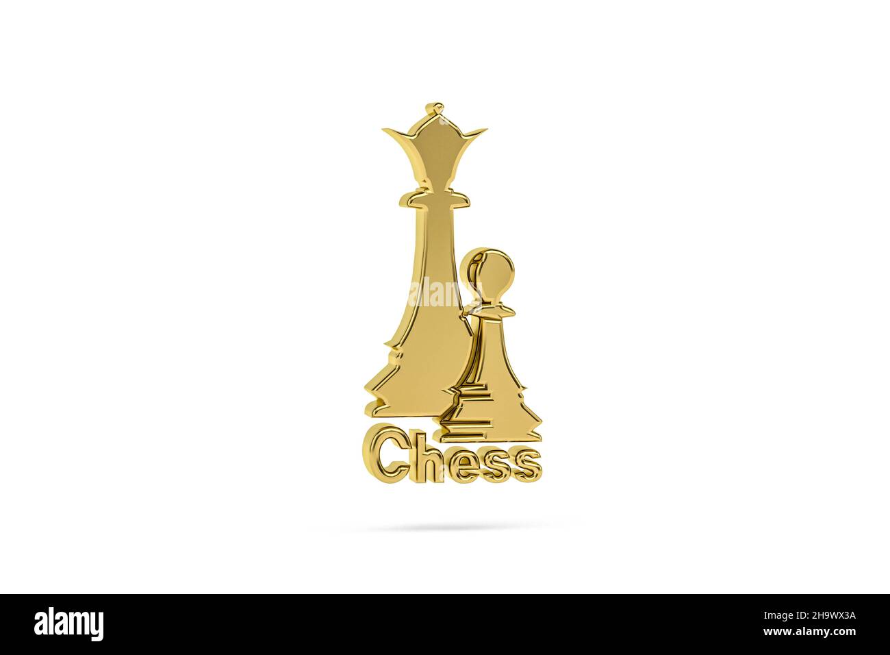 Golden 3d chess icon isolated on white background - 3D render Stock ...