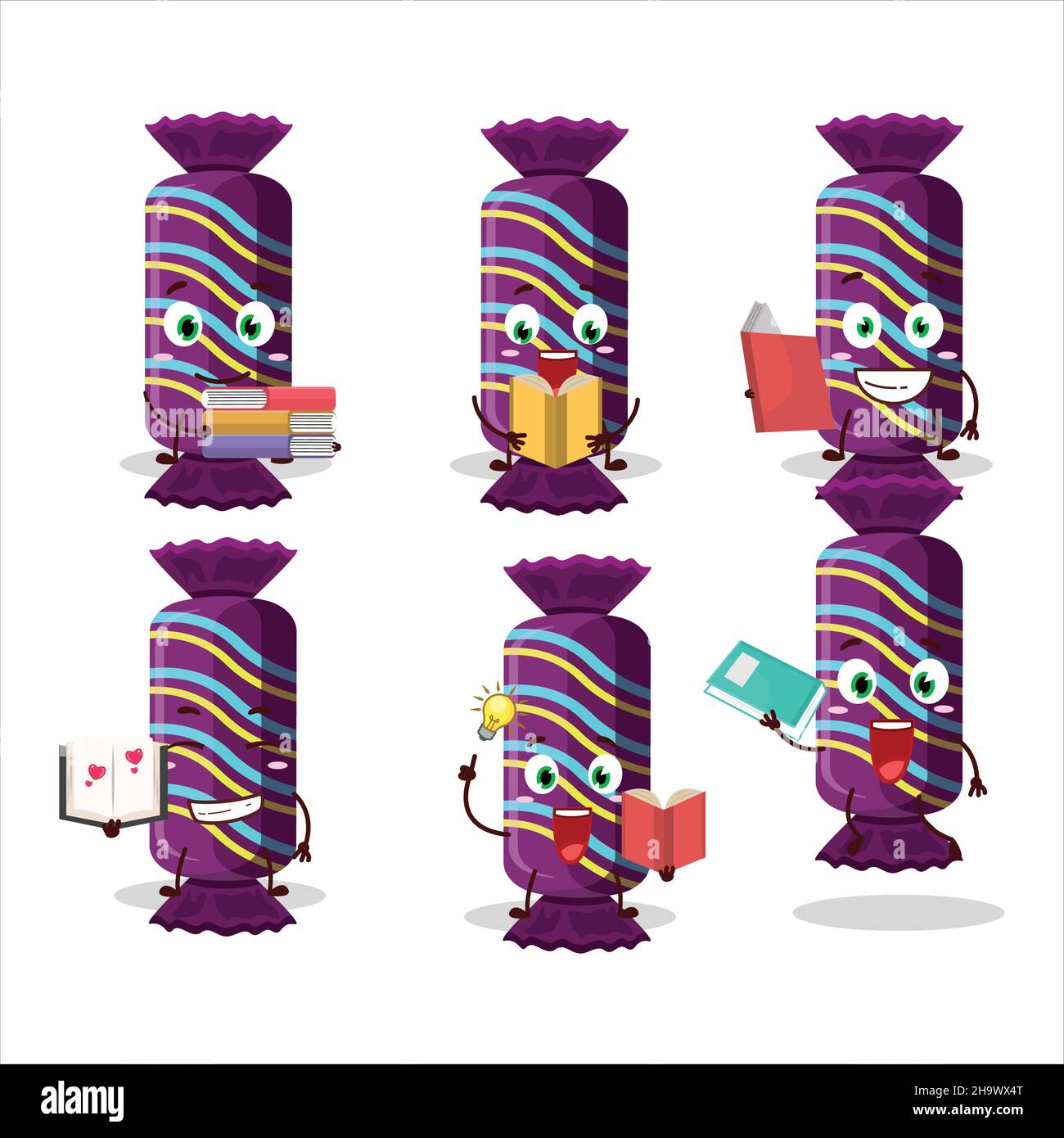 A picture of purple long candy package cartoon character concept ...