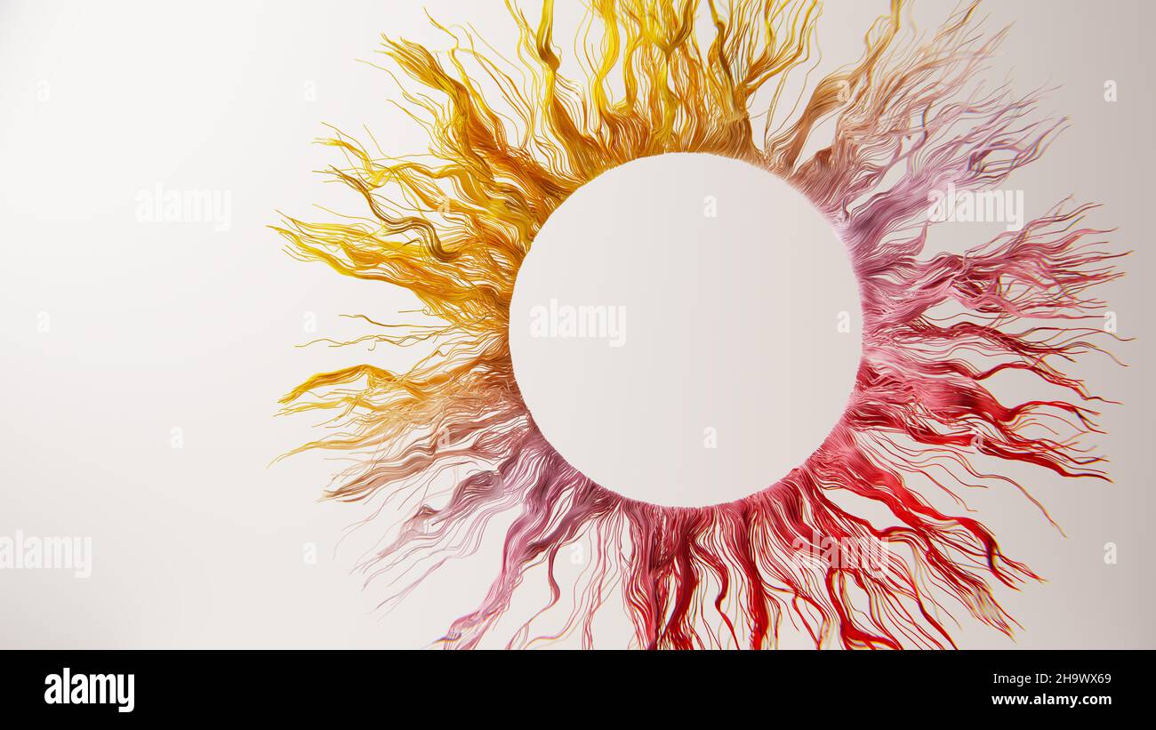 Realistic 3D illustration of a round frame formed by countless colorful ...