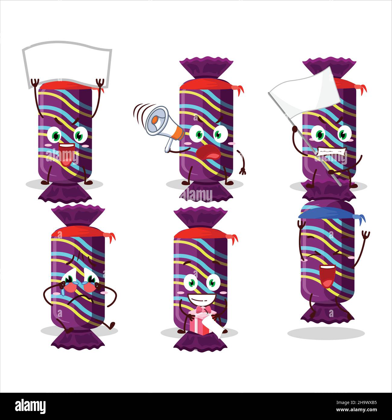 Mascot design style of purple long candy package character as an ...