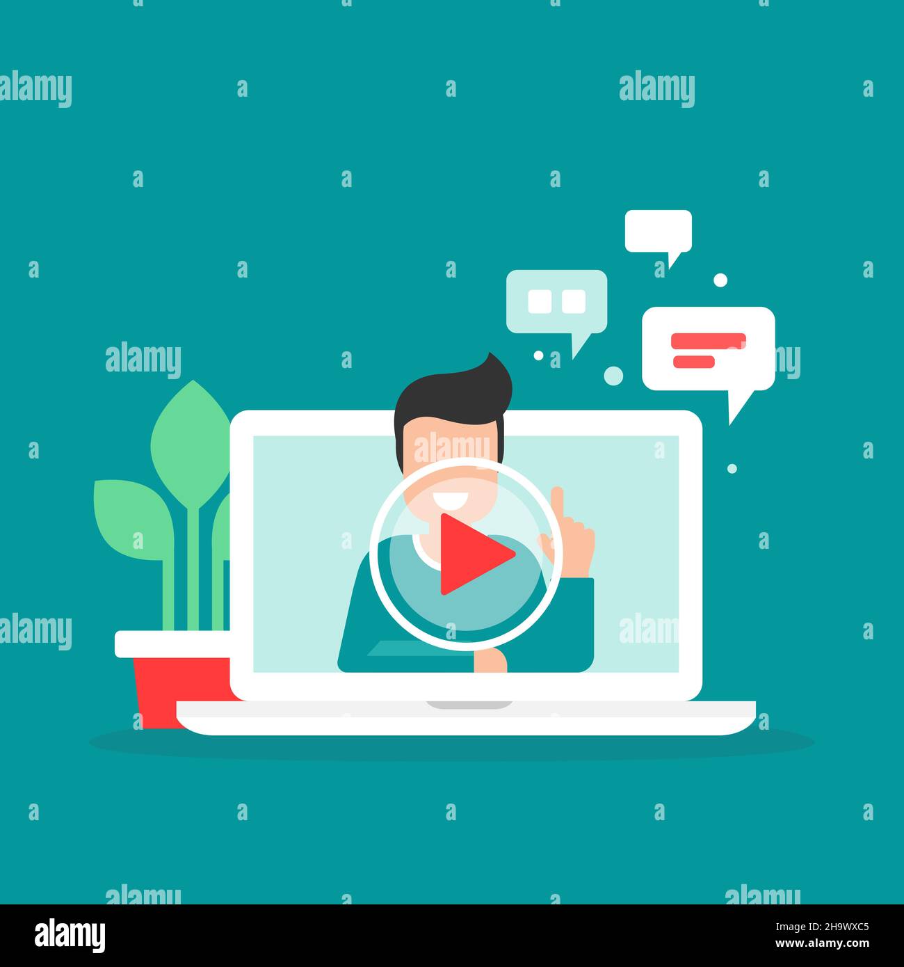 Webinar, online lass, remote team work concept. Learn and study via ...