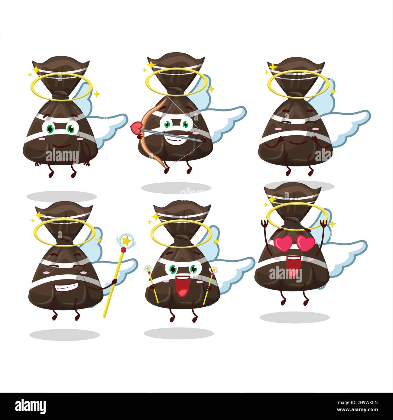 Chocolate candy wrappers cartoon designs as a cute angel character ...